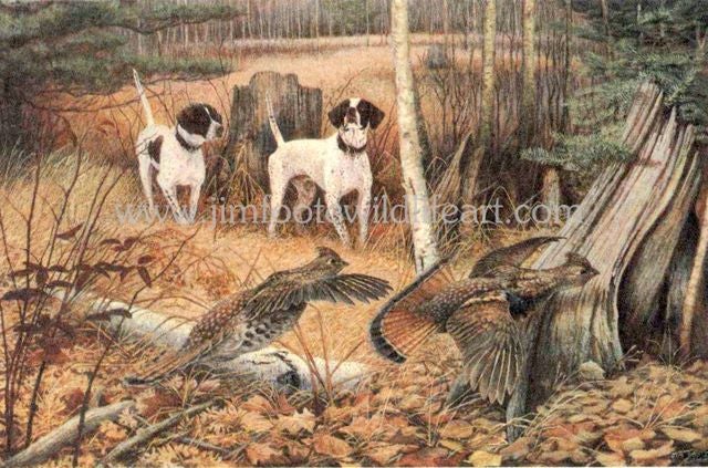 Jim Foote Print - "Pointers and Grouse" | Zollars Fine Art